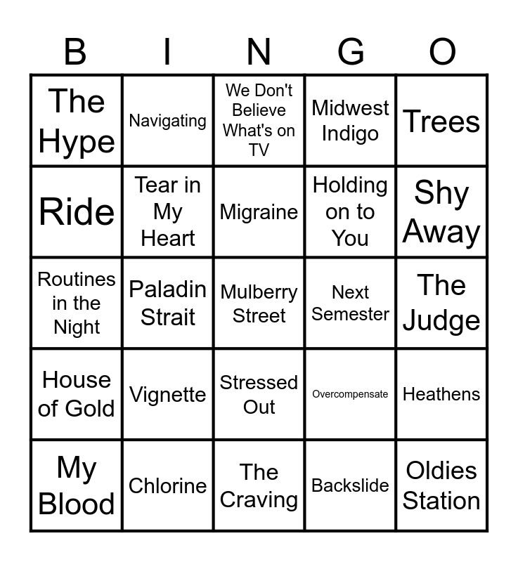 CLANCY TOUR Bingo Card