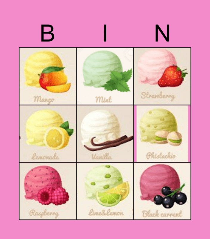 💕🍧🤗 ice cream bingo 🤗🍧💕 Bingo Card