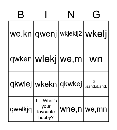 Introduce yourself! Bingo Card
