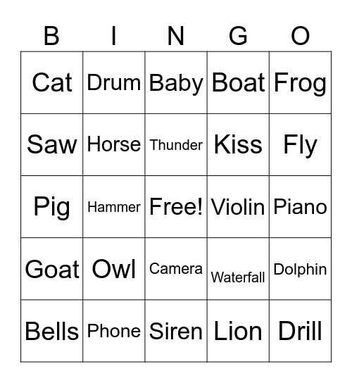 What's that sound? Bingo Card
