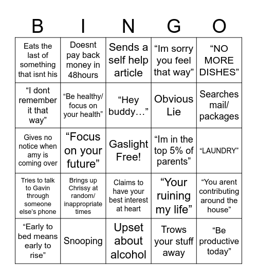 Crazy K Bingo Card