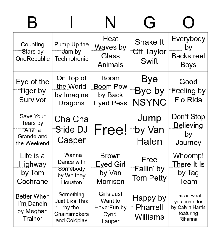DCS Music Bingo Card