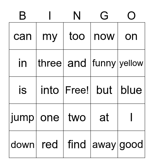 Dolche Pre-Primer - Primer 1 Bingo Card