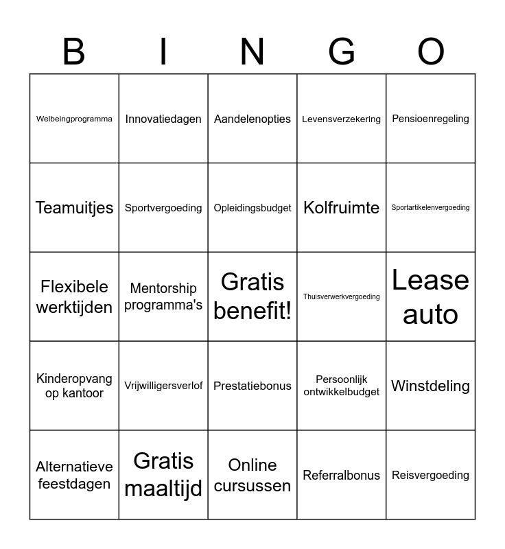 ALLEO - Benefit Bingo Card