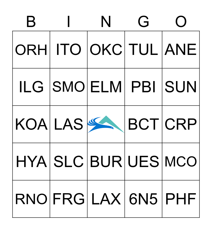 Atlantic Aviation BINGO! Bingo Card