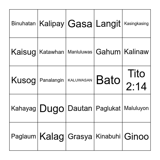 Banlasan Word Search Bingo Card