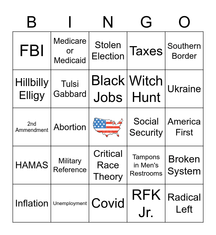 Trump vs Harris Presidential Debate Bingo Card