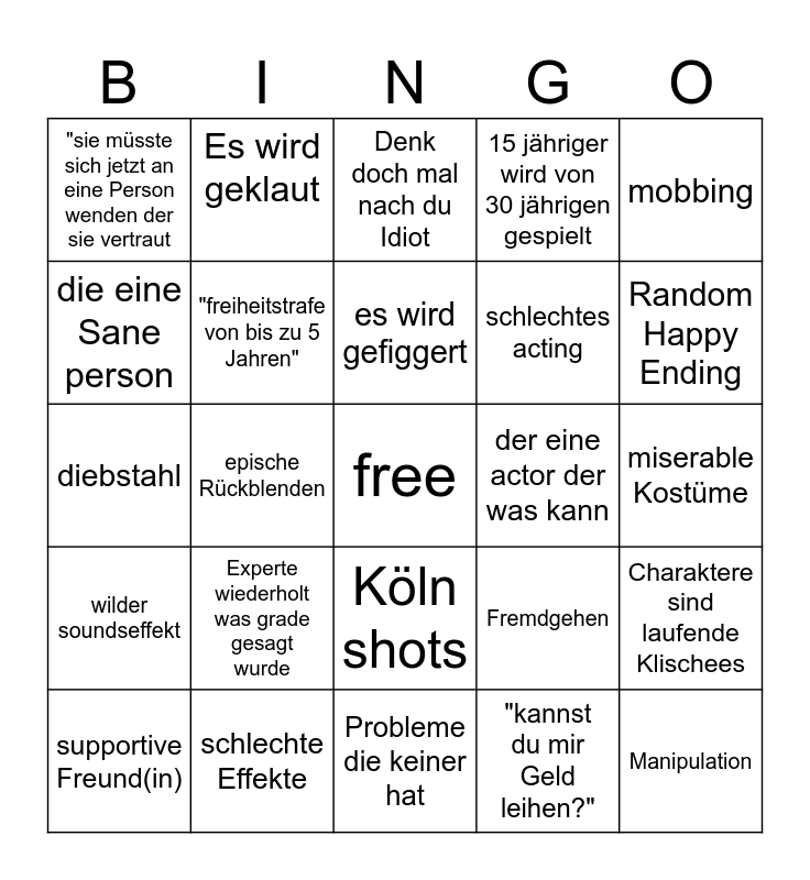 Hilf mir Bingo Card
