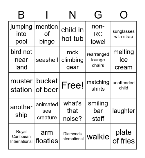 RC cruise outside Bingo Card