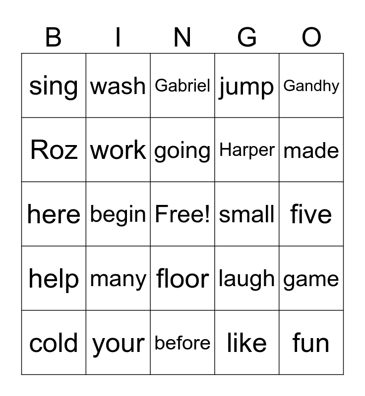 Sight word Bingo Ms. Antoine's Amazing 2nd grade crew Bingo Card