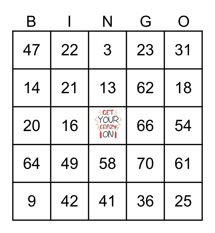 Crazy Bingo Card