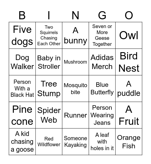 Park Bingo Card