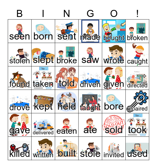 Action verb (past sim and past participle) Bingo Card