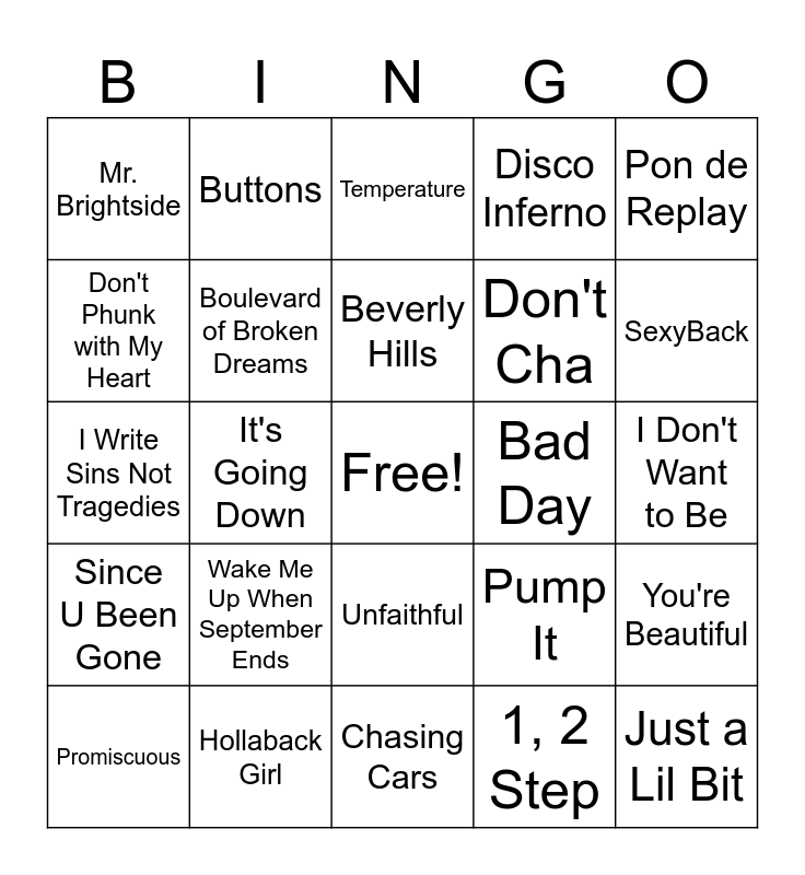 Honors Ambassador Java N Jams Bingo Card