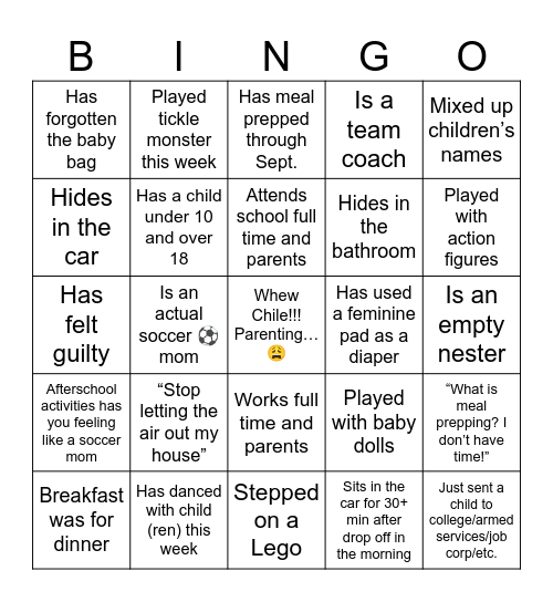 Parenting BINGO: Over It Edition Bingo Card
