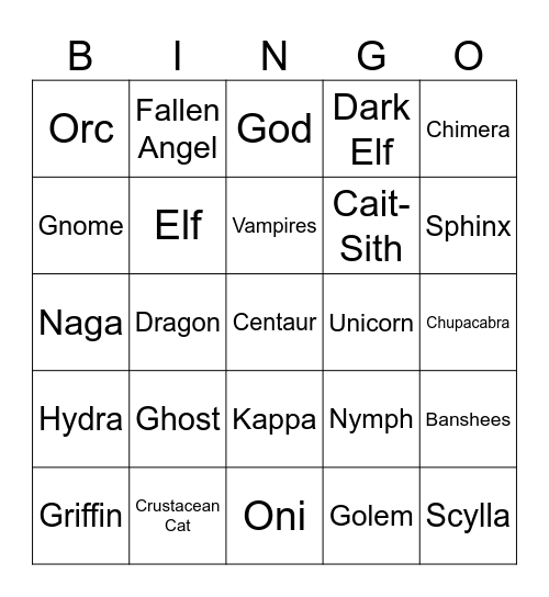 Monster VTuber Bingo Card