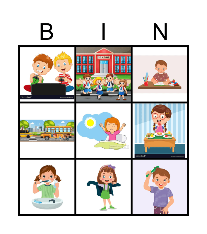 Daily Routines Bingo Card