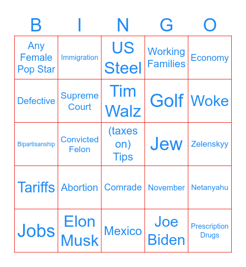 Harris-Trump Debate! Bingo Card