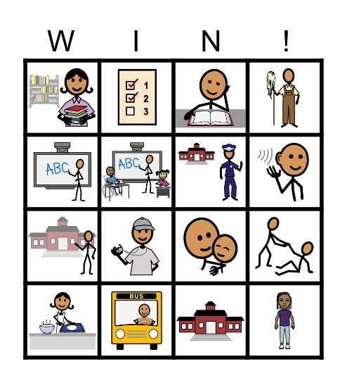 This Is My School Vocabulary Bingo Card