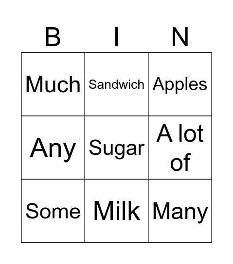 Unit 5 Bingo Card