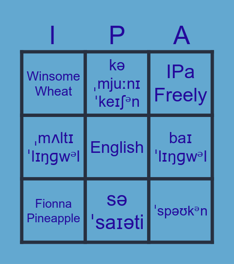 IPA Bingo Card