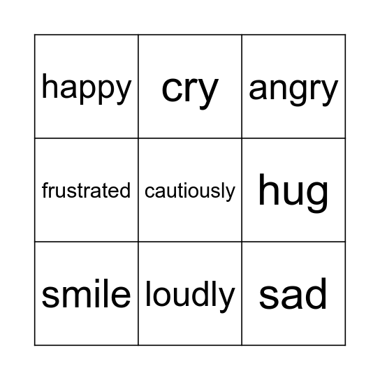 Emotion Bingo Card