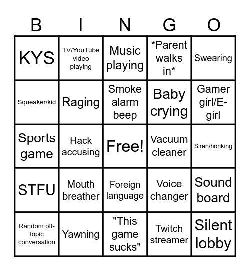 COD Bingo Card
