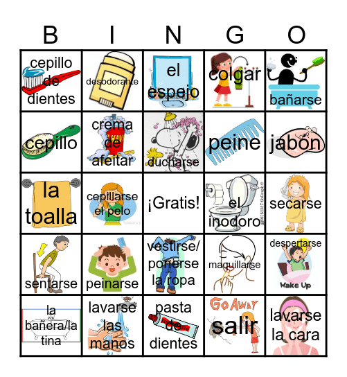 CCHS--Spanish 2, Unit 1 La rutina diaria Bingo Card