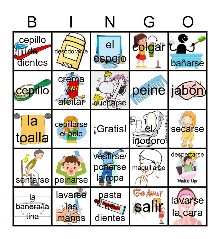 CCHS--Spanish 2, Unit 1 La rutina diaria Bingo Card