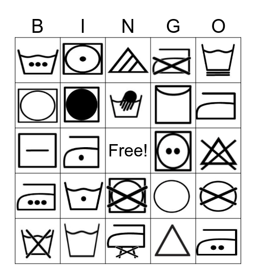 Laundry Symbols Bingo Card