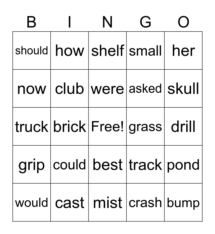 Wilson Reading Bingo Card
