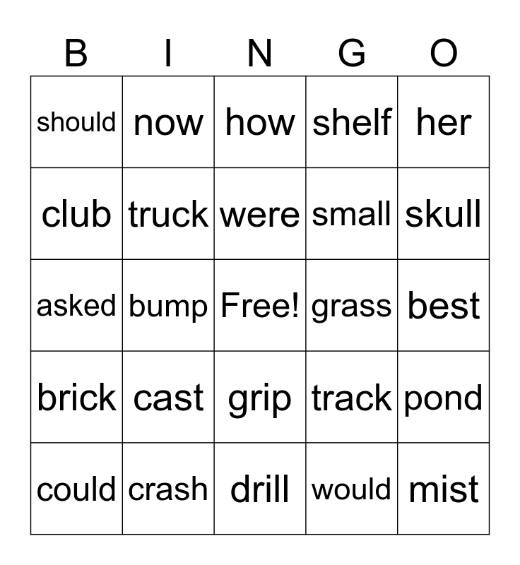 Wilson Reading Bingo Card