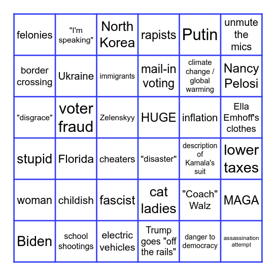DEBATE BINGO Card