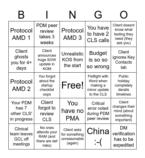 Study Startup Bingo Card