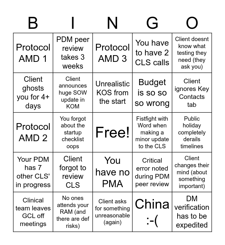 Study Startup Bingo Card