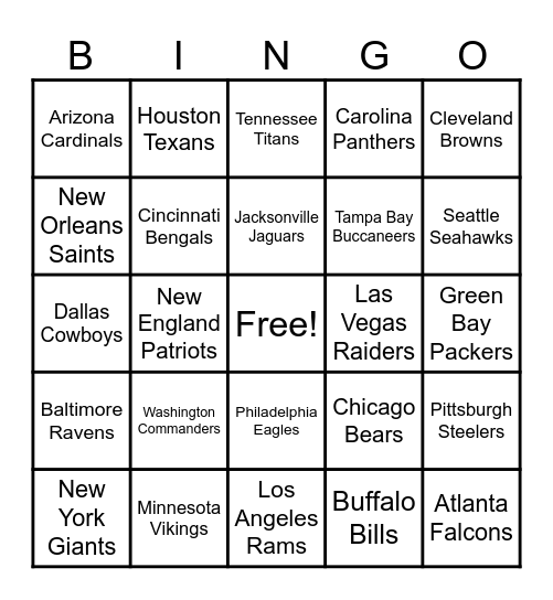 CTG NFL BINGO Card