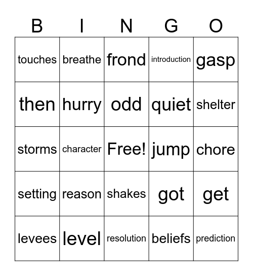 Word Wall Words Bingo Card
