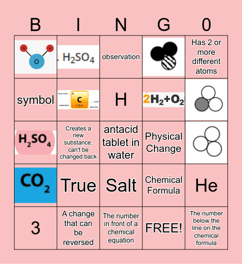 Physical and Chemical Changes Bingo Card