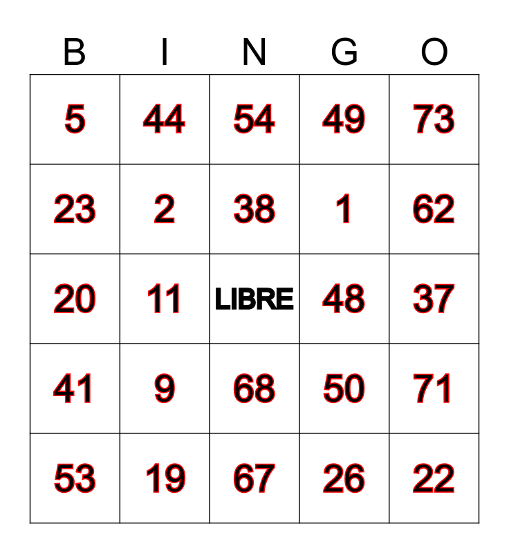 ALIANA 1 Bingo Card