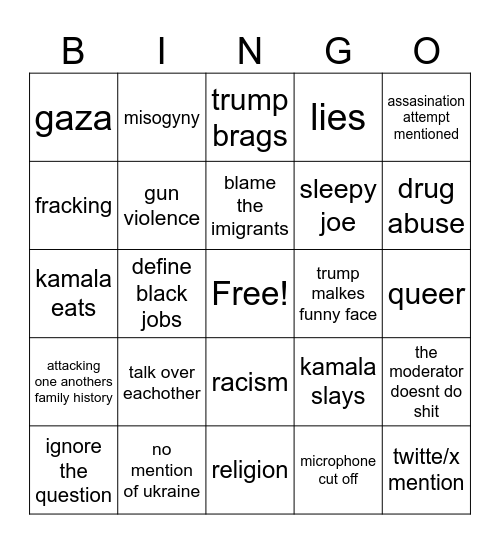 help Bingo Card