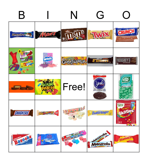 Halloween Candy Bingo Card