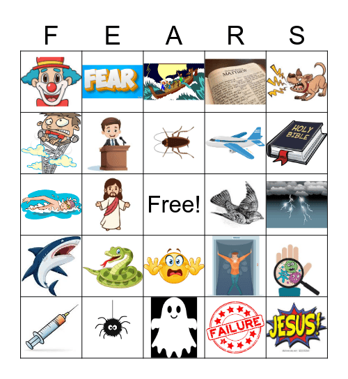 EMOTIONS: Fear Bingo Card