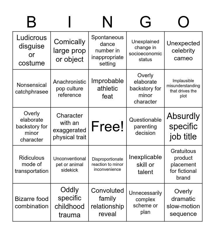 Adamingo Bingo Card