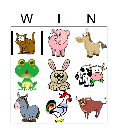 Farm Animals Bingo Card