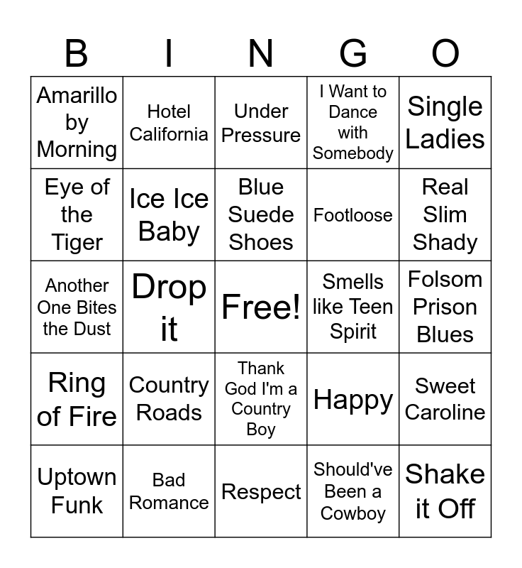 MUSIC BINGO Card