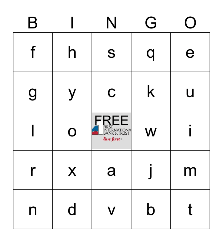 First International Bank & Trust Bingo Card