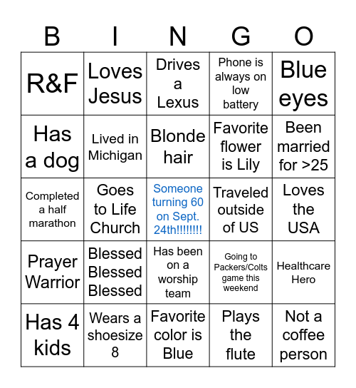 Jodi's 60th Bingo Bash Bingo Card