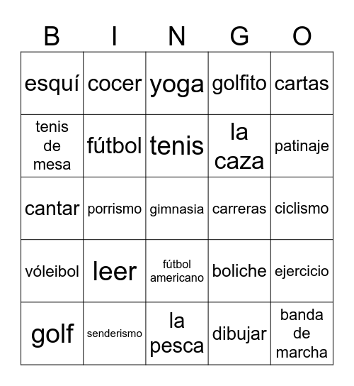 Pasatiempos Bingo Card