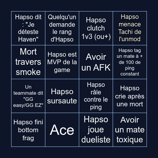 Hapso Bingo Card