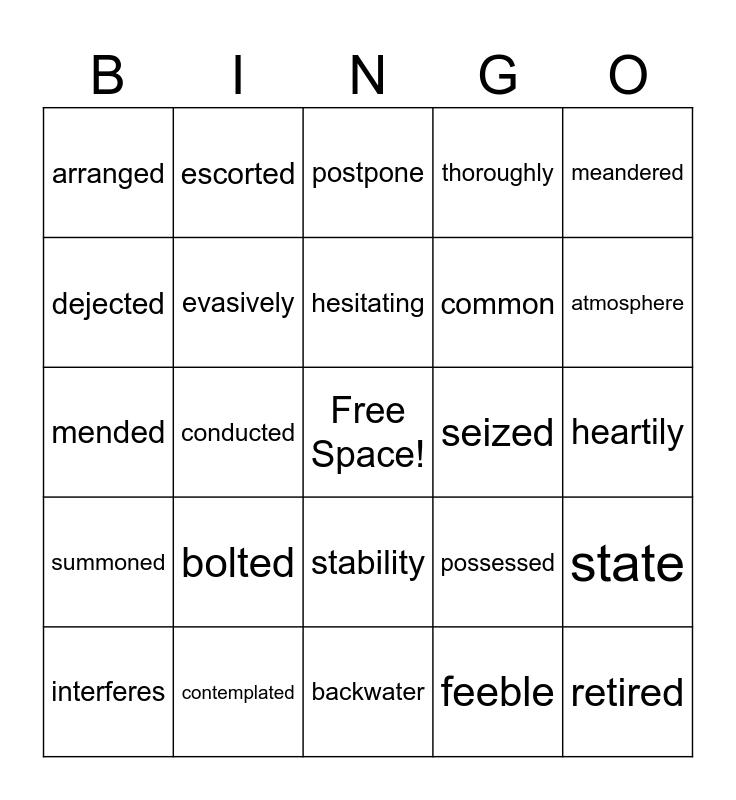 "The Wind in the Willows" Bingo Card